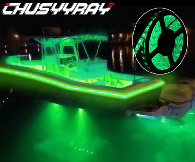 12V Green LED Underwater Submersible Fishing Light Night Crappie Shad ...