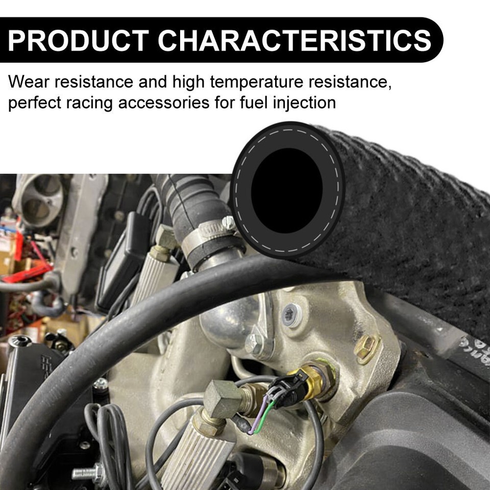 3/8" ID Fuel Line Hose SAE 30R7,300 psi 10' Length Rubber Fuel Line ...