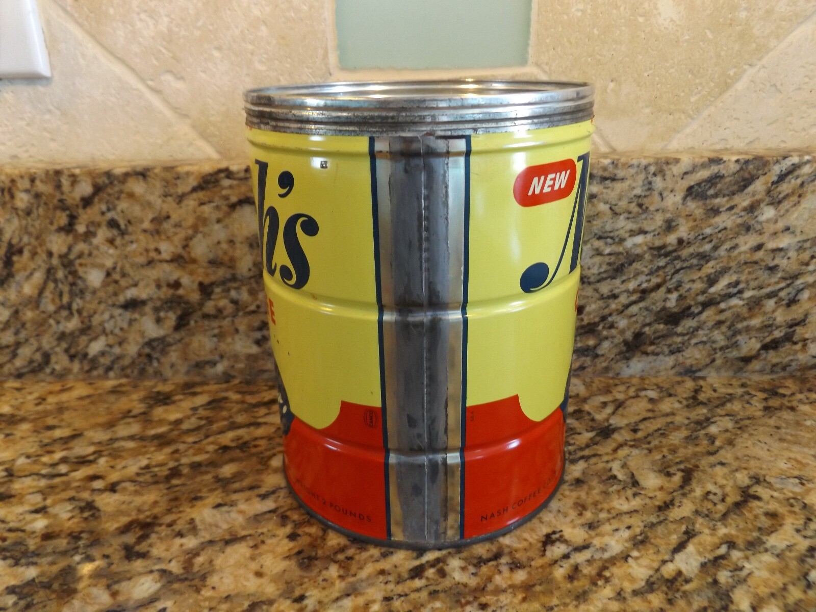 VINTAGE 2lb NASH'S COFFEE NEW CROP ! EMPTY CAN GREAT COLORS ADVERTISING ...