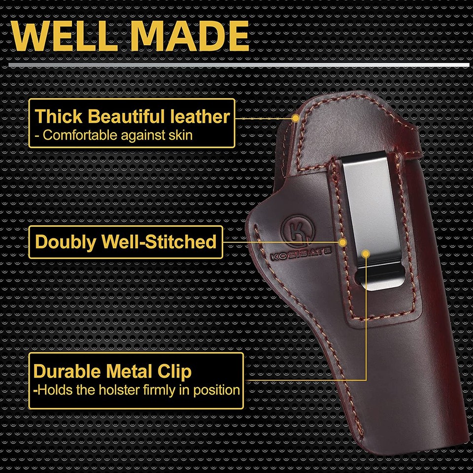 KOSIBATE 1911 Holster Leather IWB Concealed Carry Gun Brown Black ...