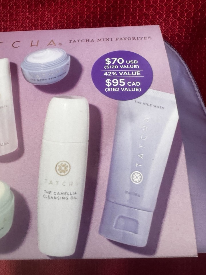 New Tatcha Mini Favorites 6 Travel Size Set + Pouch Cleansers Creams ...