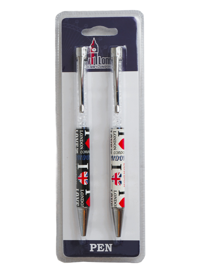 British Souvenir Pen Set 2 Pack – Crystal I Love London Ballpoint Pens ...
