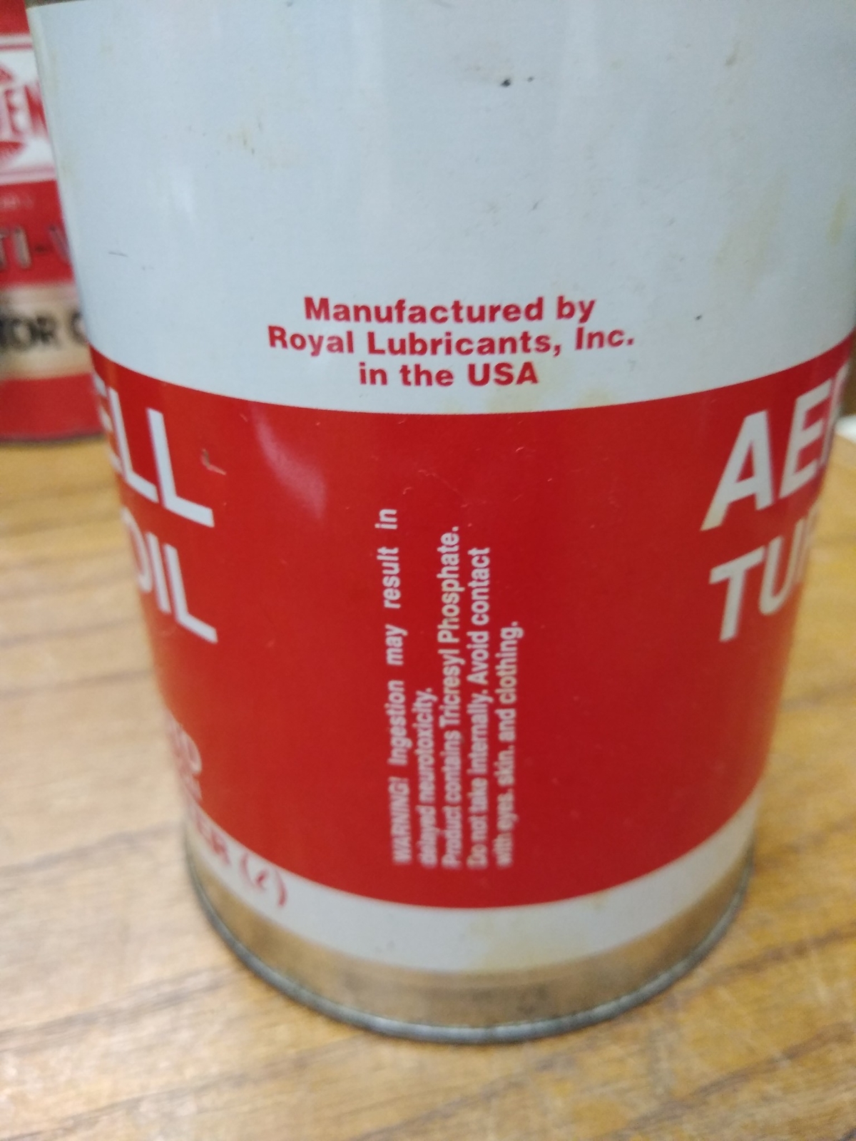 Vtg 1 Qt. Aeroshell Jet Turbine Oil 500 MIL PRF 23699 STD Empty Metal ...