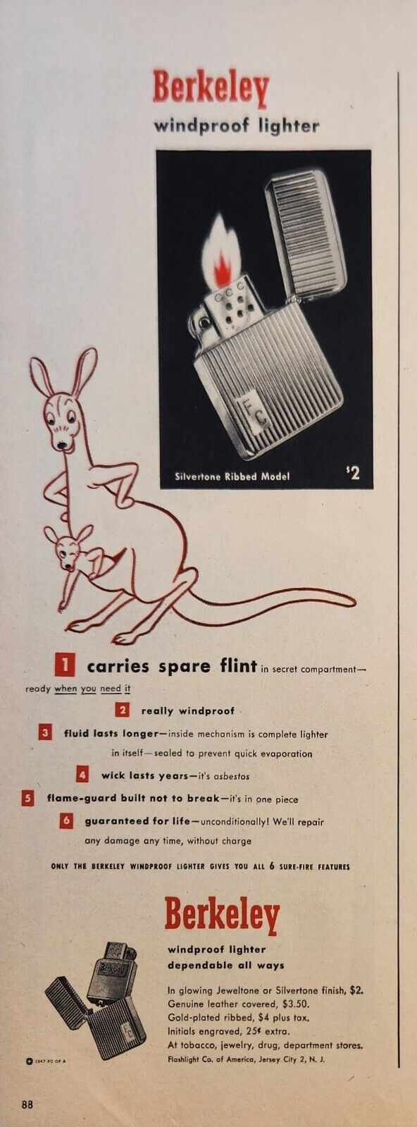 1947 Berkeley windproof lighter Vintage Ad carries spare flint | eBay