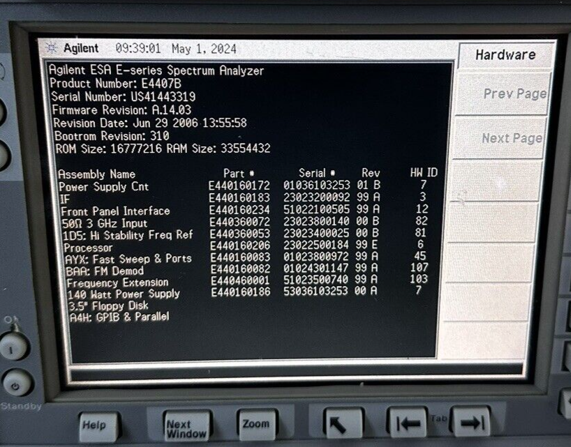 Agilent E4407B ESA-E Spectrum Analyzer - 9 kHz to 26.5 GHz for sale ...