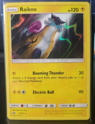 Raikou : 32/73 : Holo Rare Shining Legends : 2017 Pokemon TCG Card NM ...