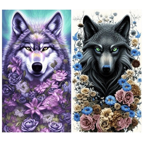 5D DIY Full Round Drill Diamond Painting Wolf Kit Home Decoration Art ...