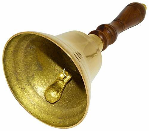 Large School Bell, Polished Brass Metal Handbell, Gold Color with ...