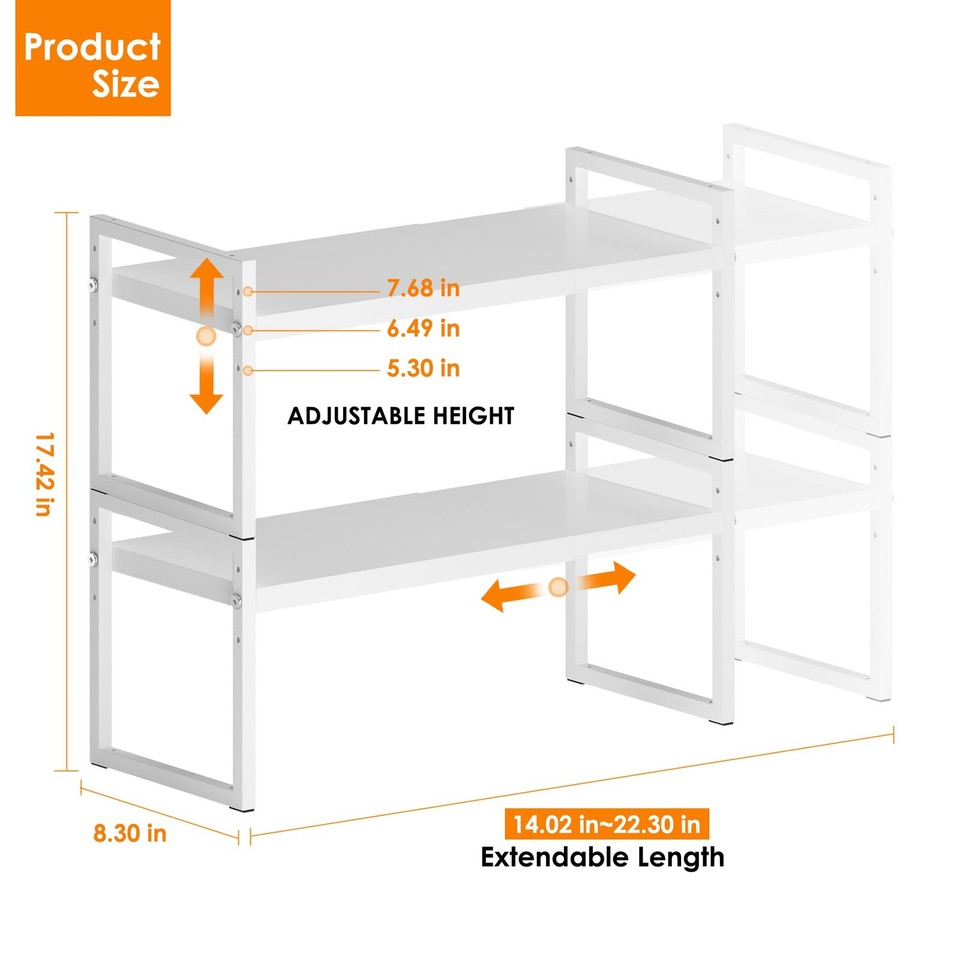 Expandable Kitchen Countertop Organizer, Stackable Cabinet Shelf ...