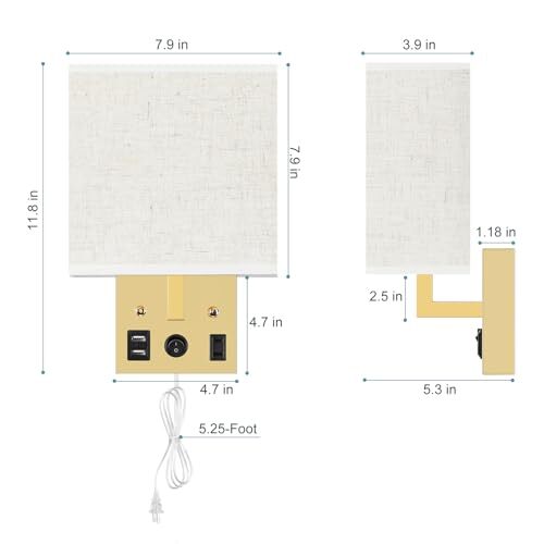 YBING Bedside Wall Light Set of 2, Luxuryen Wall Sconces with Plug in ...