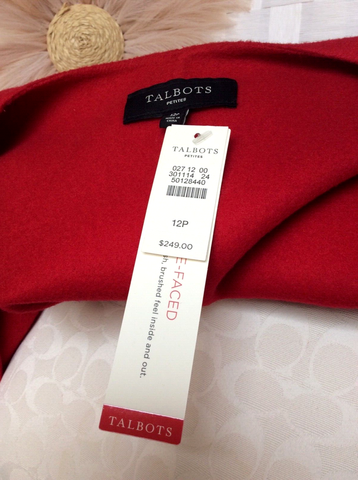 NWT Talbots Boiled Wool Double Faced Red Blazer Jacket Sweater Size 12P ...