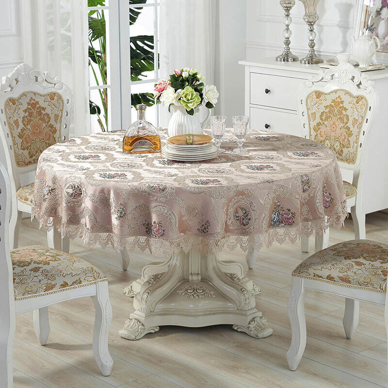 Round Table Cloth Cover Thickened Embroidered Lace Three-dimensional ...