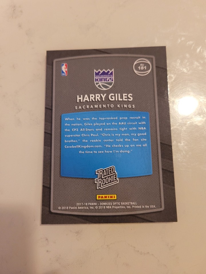 2017 Panini Donruss Optic Harry Giles Red And Yellow Rated Rookie #181 ...