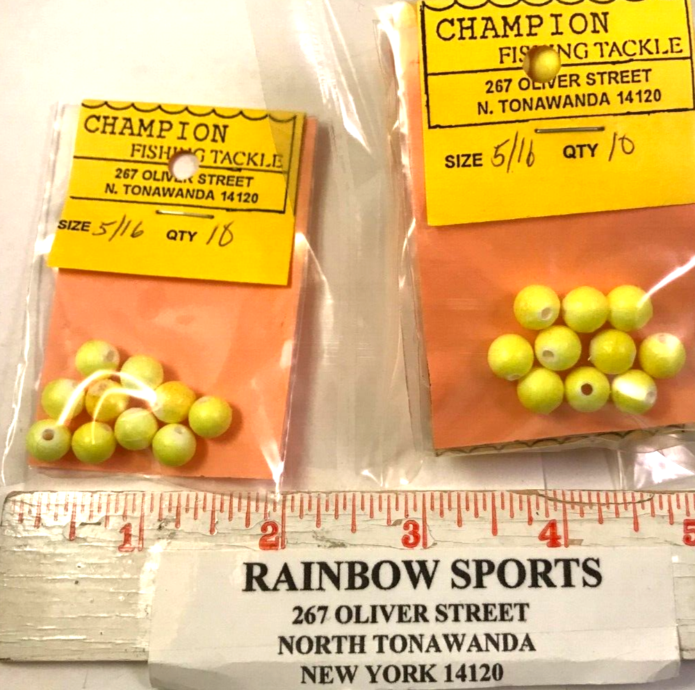 50 Micro Ball BEAD FLOATS 5/16 " Fl. YELLOW (small) worm harness ...