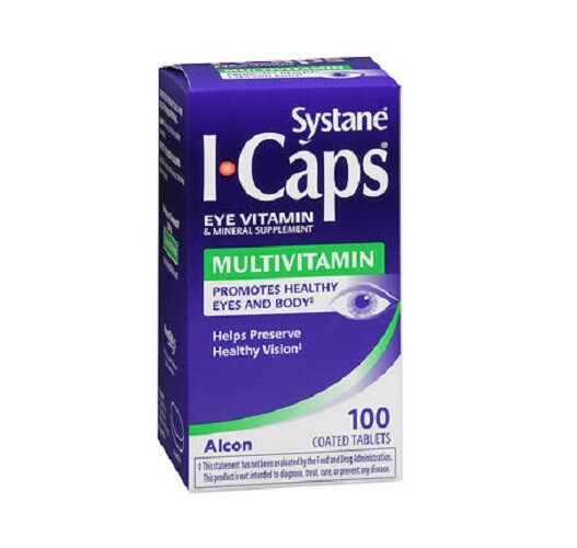 Alcon ICAPS Multivitamin Eye Vitamin Mineral Support Coated Tablets 100 ...