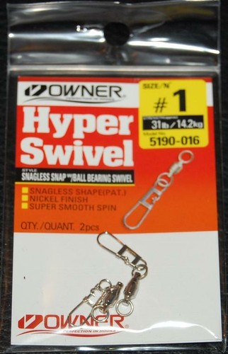 OWNER Stainless Snagless Snap Ball Bearing Hyper Swivel 30lb Test Size ...