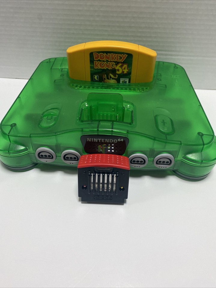 Nintendo 64 N64 Region Free Jungle Green Console Donkey Kong 64 Bundle ...