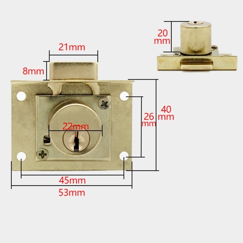 Cylinder Deadbolt Drawer Lock w 2 Keys for Cupboard Gold Tone | eBay