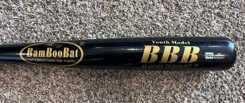 BamBooBat Bamboo Wood Youth Baseball Bat: YHNBB100D Natural/Black 29 ...
