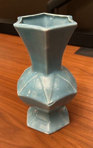 Vintage Mid-Century Modern Blue Geometric Pottery Vase – Studio Pottery ...