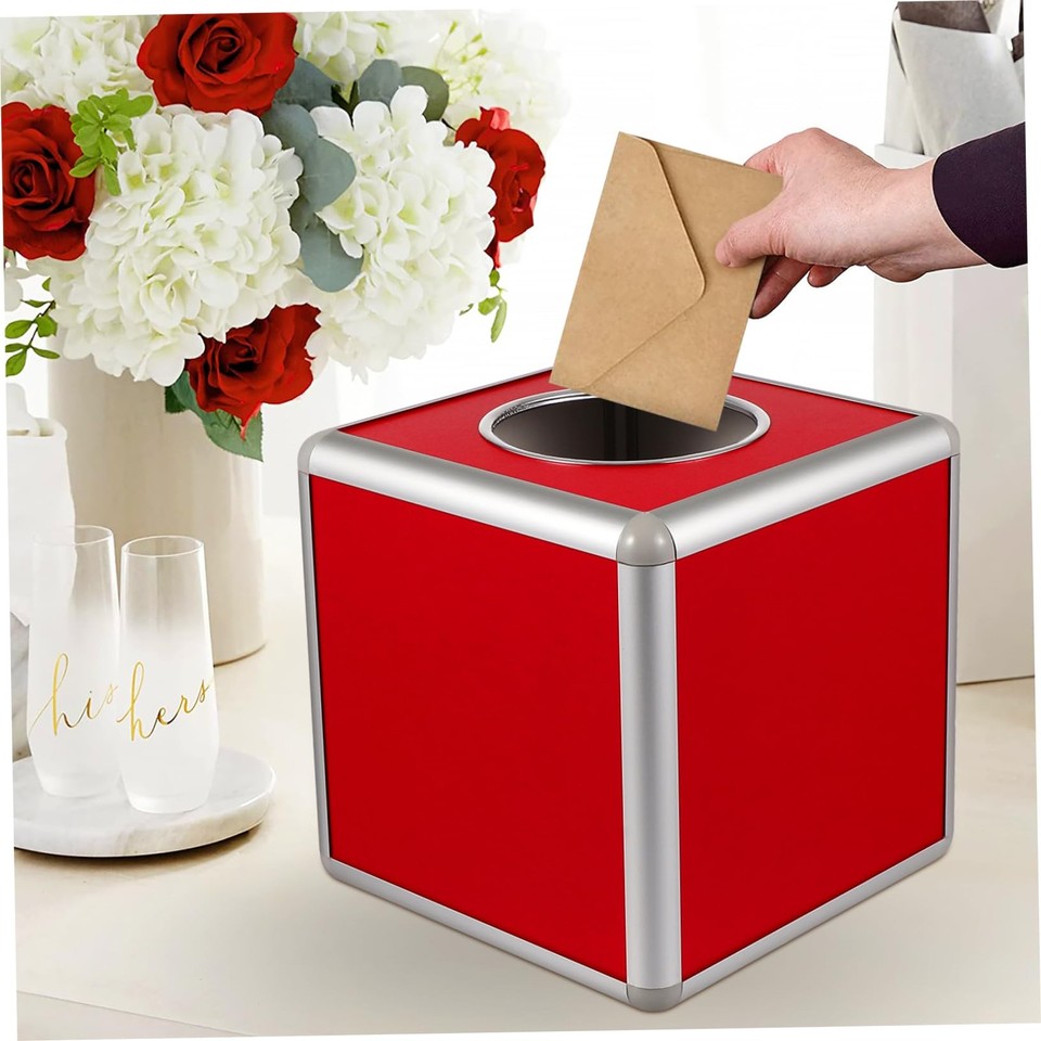 Red Box Raffle Ticket Box Square Storage Box Raffle Ticket Container ...