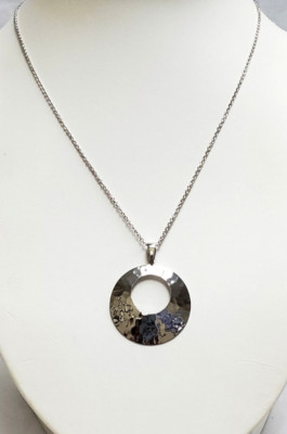 Lady's Sterling Silver Open Circle Pendant With Cable Link Chain By ...