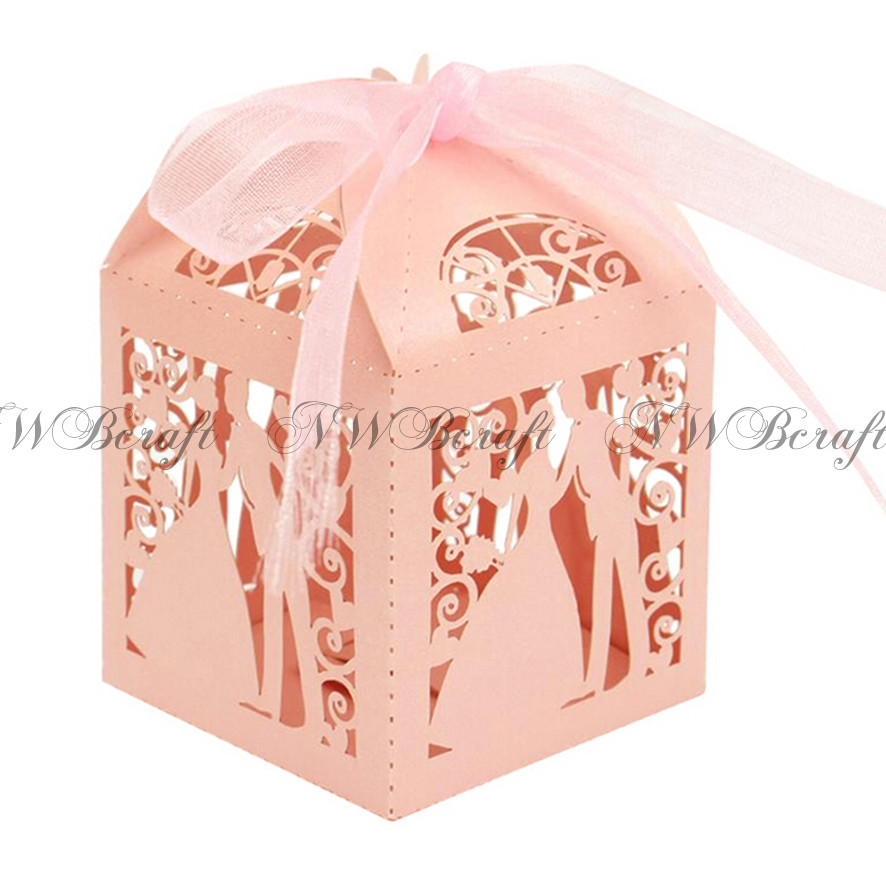 20-100 Luxury Boxes Wedding Party Favour Laser Cut Sweets Cake Candy ...