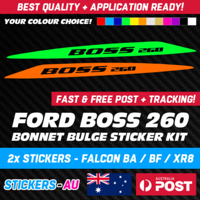 FORD FALCON BOSS 260 BONNET BULGE HUMP STICKER / DECAL KIT - BA / BF ...