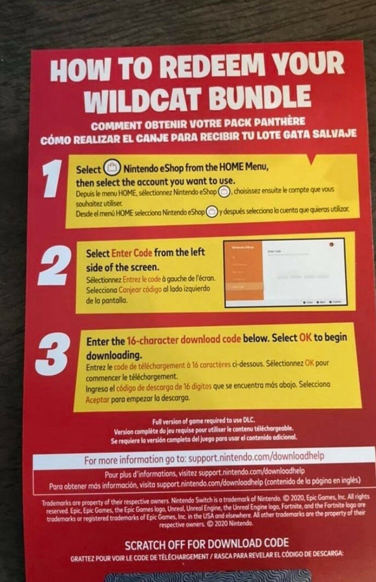 Nintendo Switch Fortnite WildCat Bundle Code USA MESSAG3 B4 BUY1NG | eBay