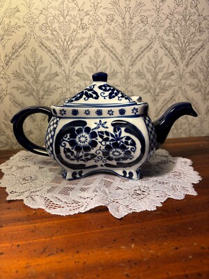 Bombay Co Cobalt Blue White Porcelain Tea pot | eBay