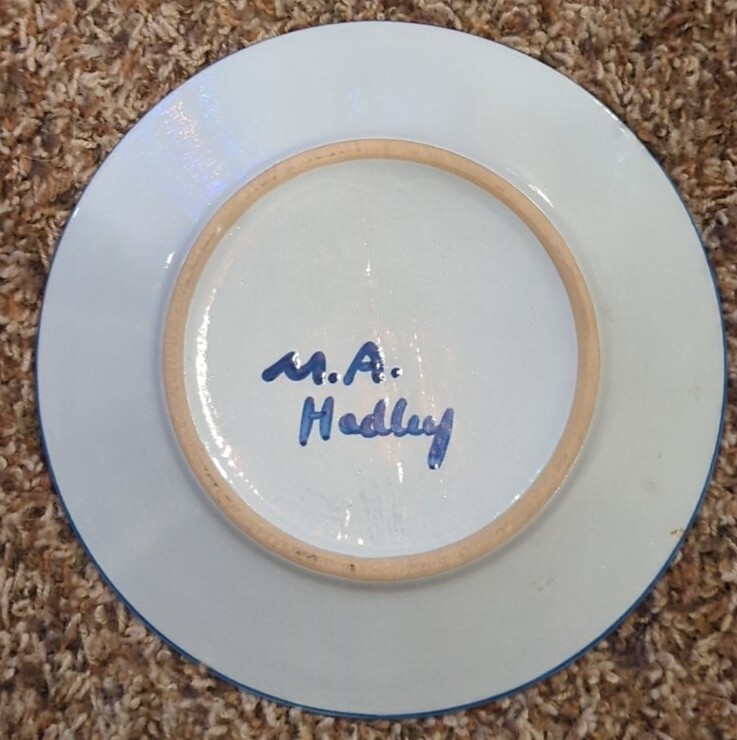 M A Hadley Pottery Country House Child Horse Plate Stoneware Folk Art ...