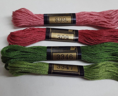 33 Needlepoint/Embroidery THREAD DMC Rose Pink 899, Mauve 309, Green ...