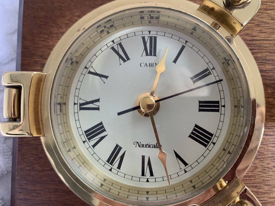 Ship’s Clock And Barometer by Cabin Brass On Wooden Plynth | eBay UK