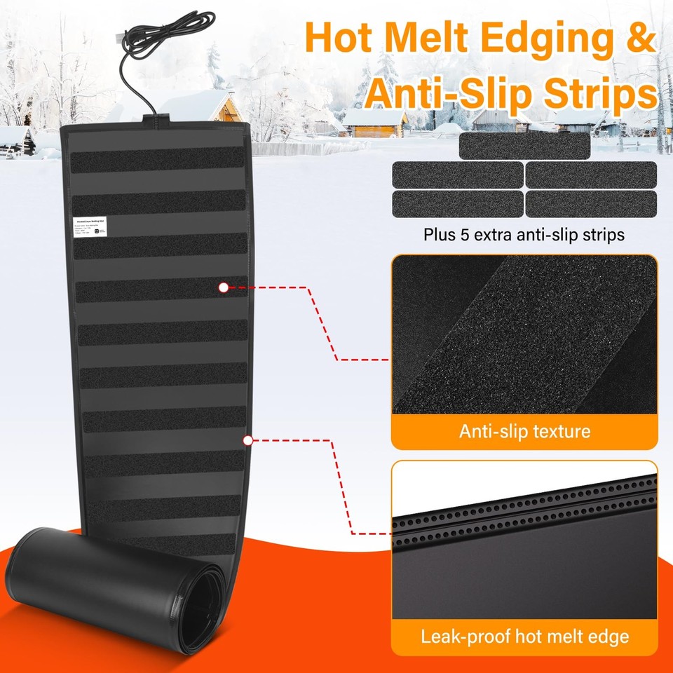 Snow Melting Mats,13in x 10FT Heated Outdoor Pad for Winter Snow ...