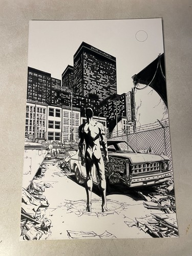 TERMINATOR 2029 #3 original comic art STUNNING SPLASH NAKED CITY ...