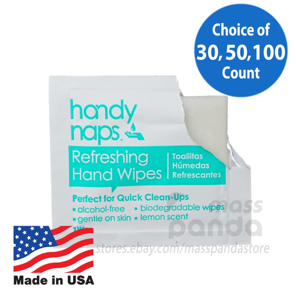 HandyNaps Refreshing Hand Wipes/Moist Towelettes/Wet Naps, Individually ...