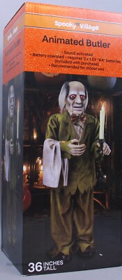 Halloween Spooky Village 36 in Sound Animated Butler Sound Effects Prop ...