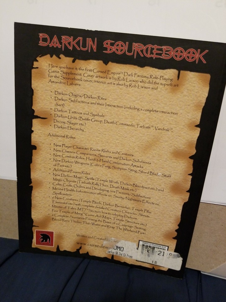 Cursed Empire RPG 2nd Ed Darkun Sourcebook Dark Fantasy RPG 2004 role ...