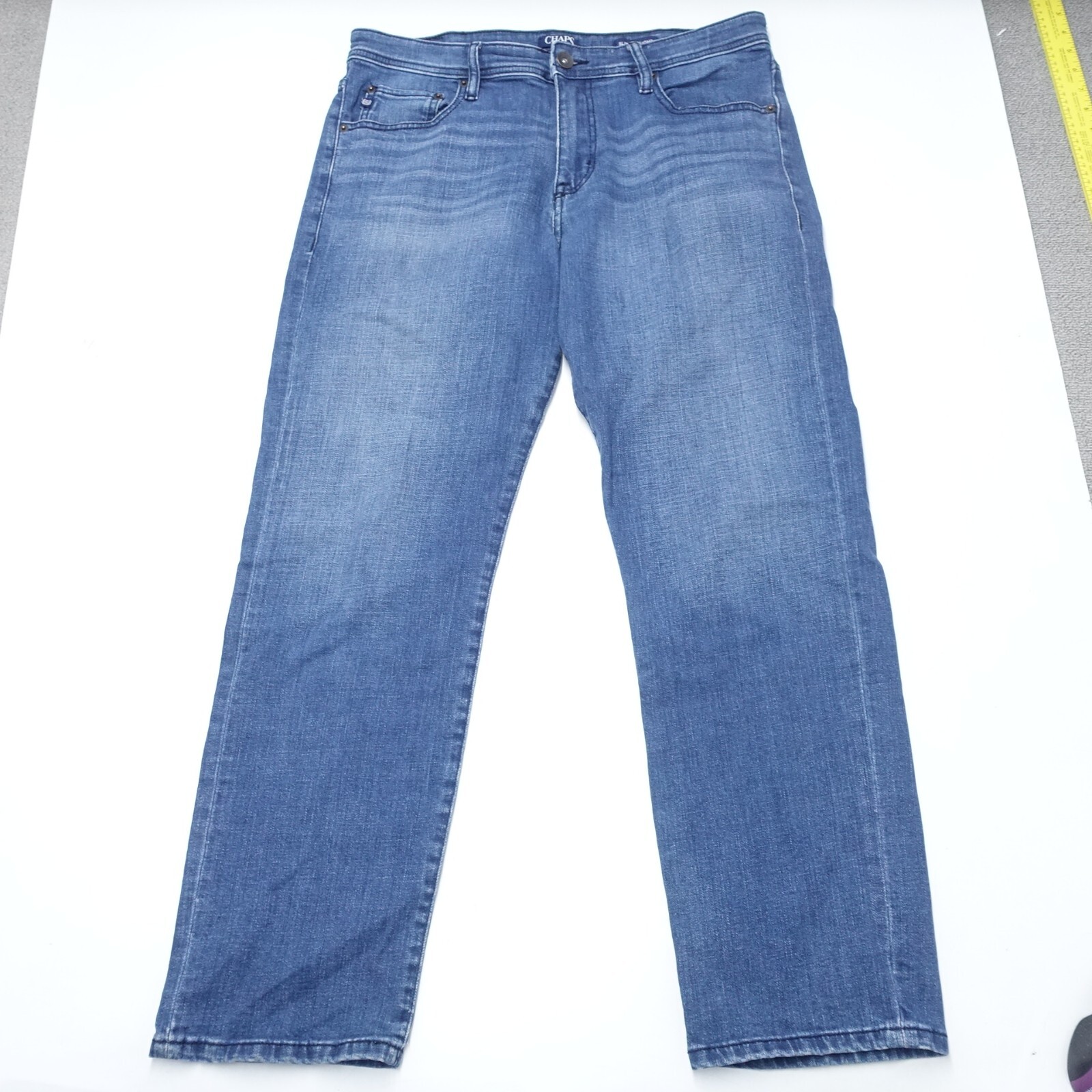 Chaps Jeans Mens 34 X 32 Blue Denim Cotton Stretch Straight Leg 5 ...