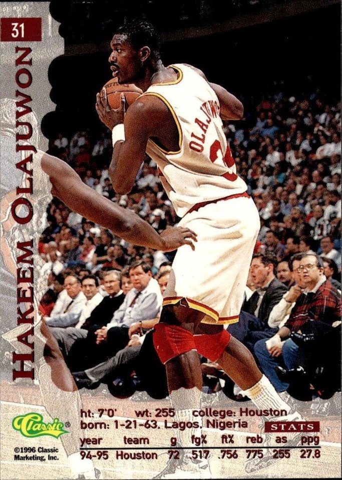 HAKEEM OLAJUWON CARD #31 BUY ANY 2 ITEMS FOR 50% OFF B209R3S14P19 | eBay