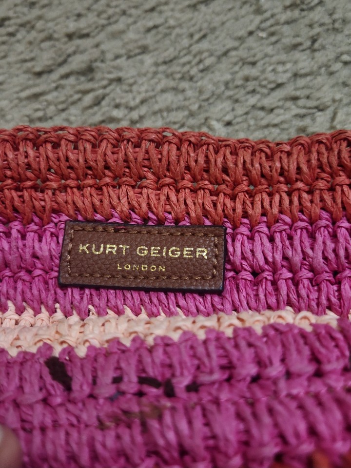 KURT GEIGER LONDON Chelsea Rainbow Stripe Woven Raffia Shoulder Bag | eBay