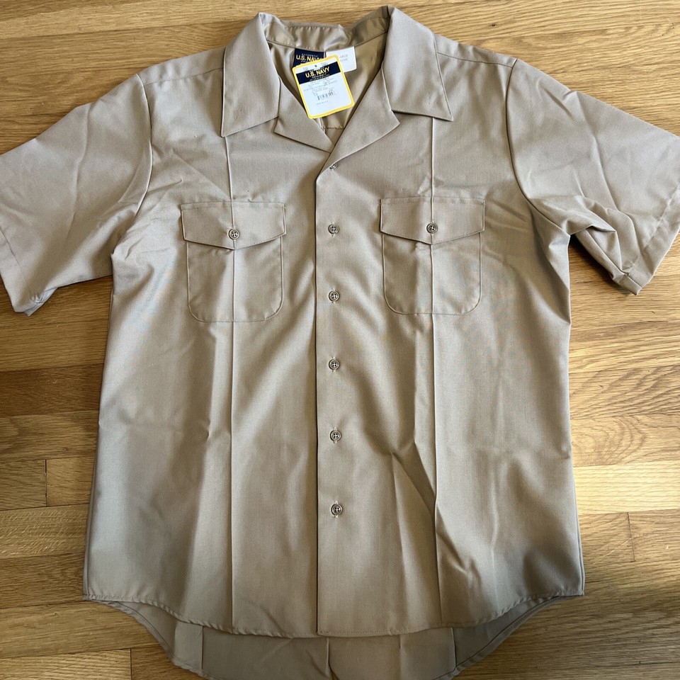 New US Navy or PHS Uniform Shirt Mens Khaki Large Classic Short Sleeve ...