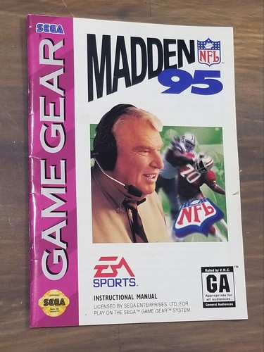 Sega Game Gear Manual – Madden 95 | eBay