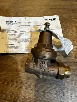 Wilkins Model-70 Pressure Regulating Valve 25-75PSI Range 300PSI Max 3/ ...