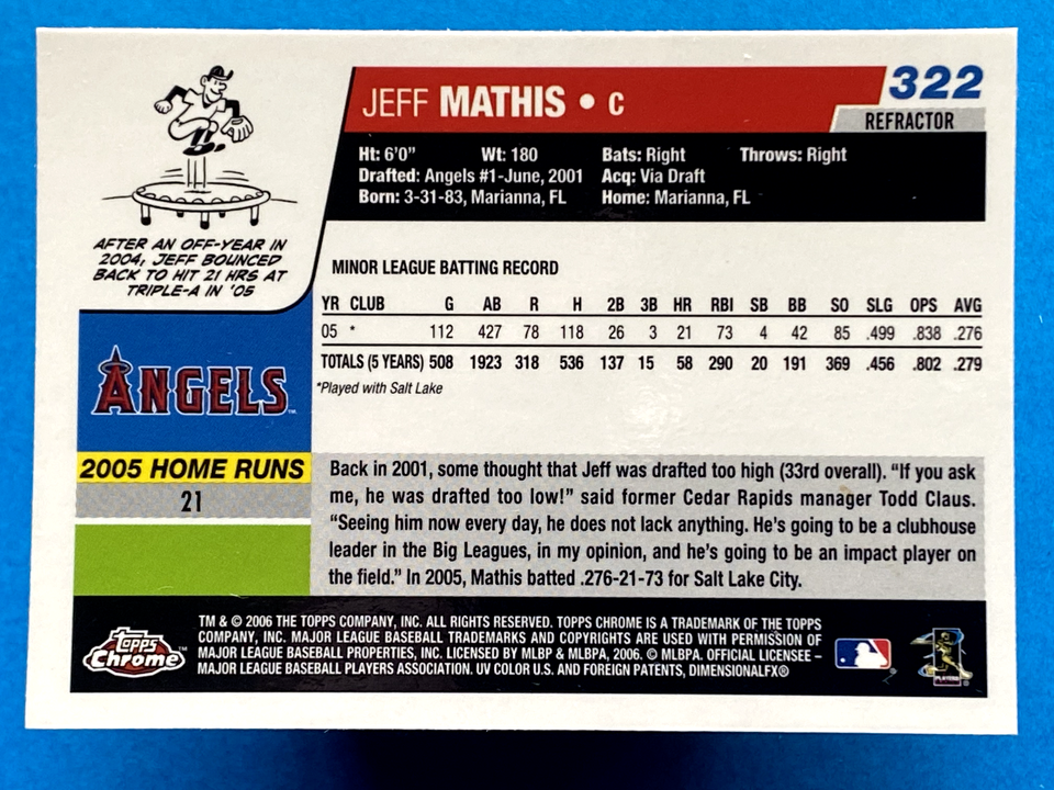 2006 Topps Chrome Refractor Jeff Mathis #322 | eBay