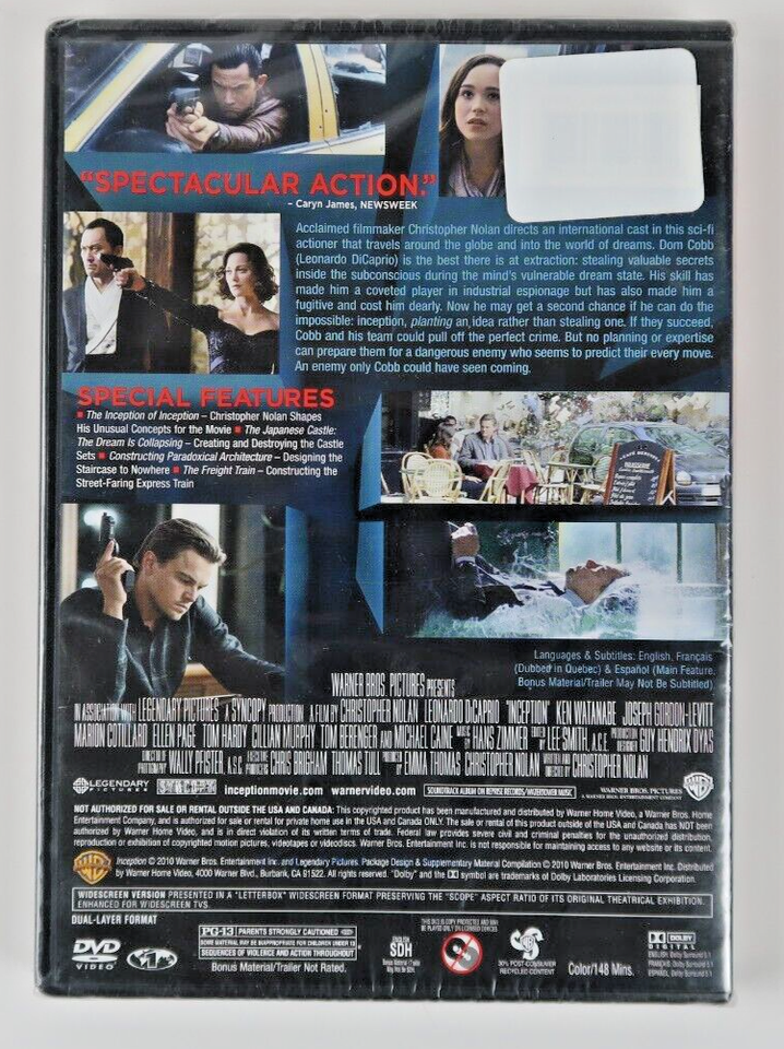 Inception (DVD, 2010) New Sealed Movie 883929106127 | eBay