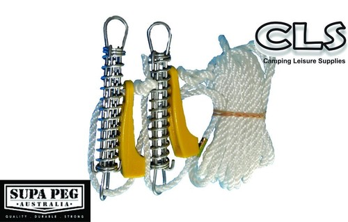 Guy rope 6mm x 3.5 m with Trace and Springs Corner Double Guy Rope Supa ...
