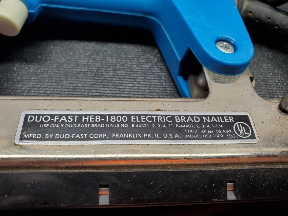 Duo-Fast Electric Brad Nail Model HEB-1800 115V Blue Tested Nail Gun ...
