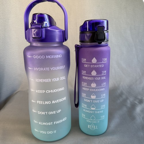 Motivational Timer Water Bottles 32 & 64 Oz. Plastic Purple Blue Twist ...