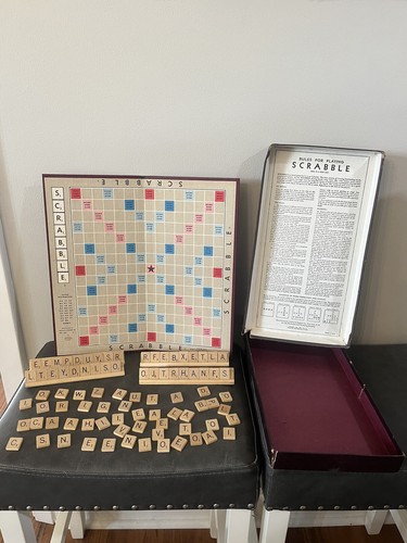 Scrabble Game Vintage Board game Tiles 1948 Selchow Righter Wood Pieces ...